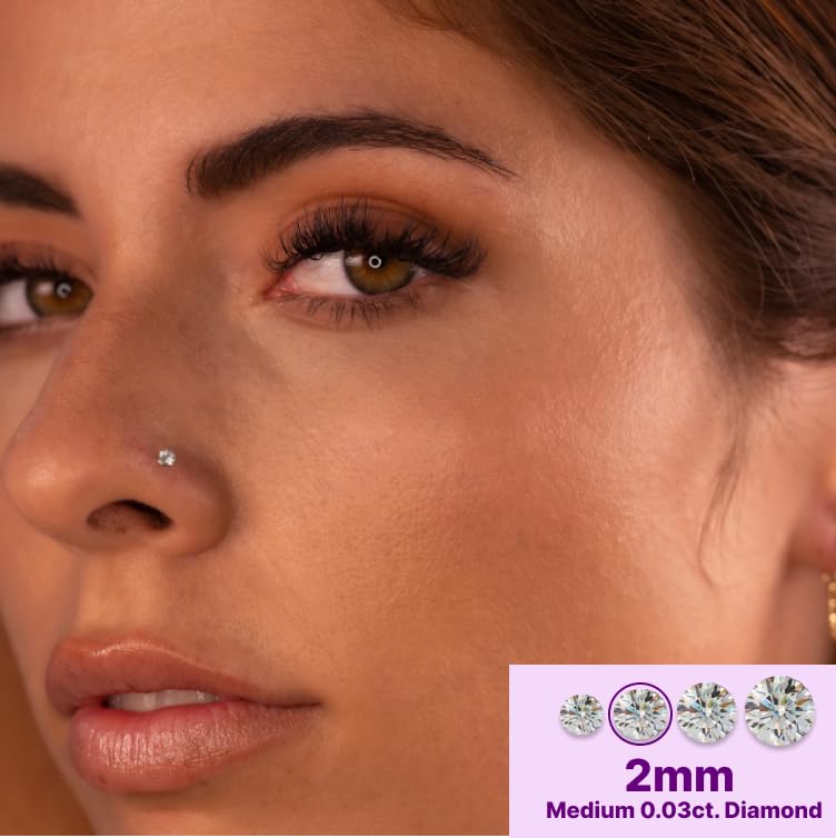 FreshTrends 1.5mm 0.015 ct. tw Diamond SI1-SI2 G-H 14K Rose Gold Nose Ring Twist Screw 20G I1