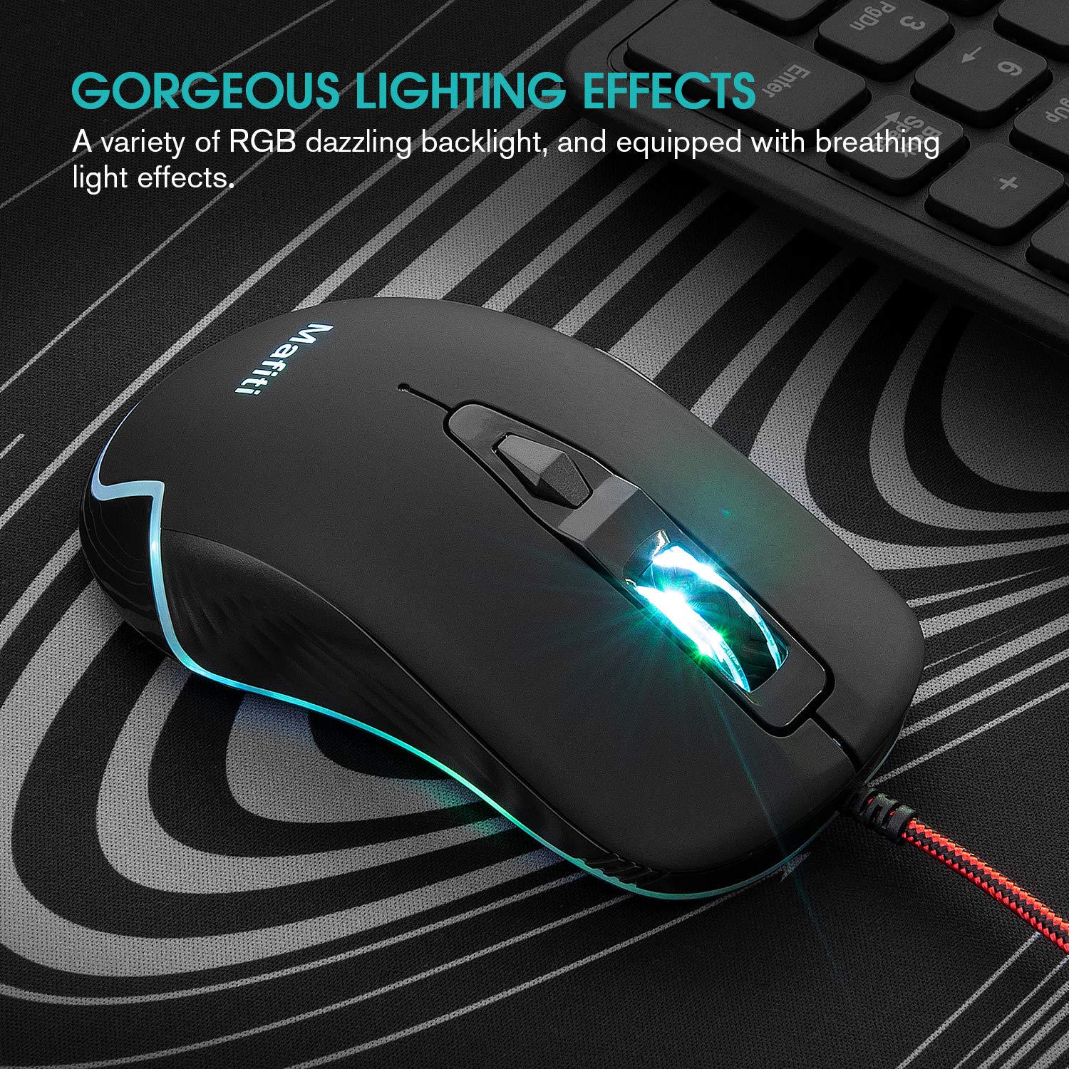 mafiti Wired Mouse, Computer Mouse for Laptop Notebook Desktop USB RGB Mice 3200DPI