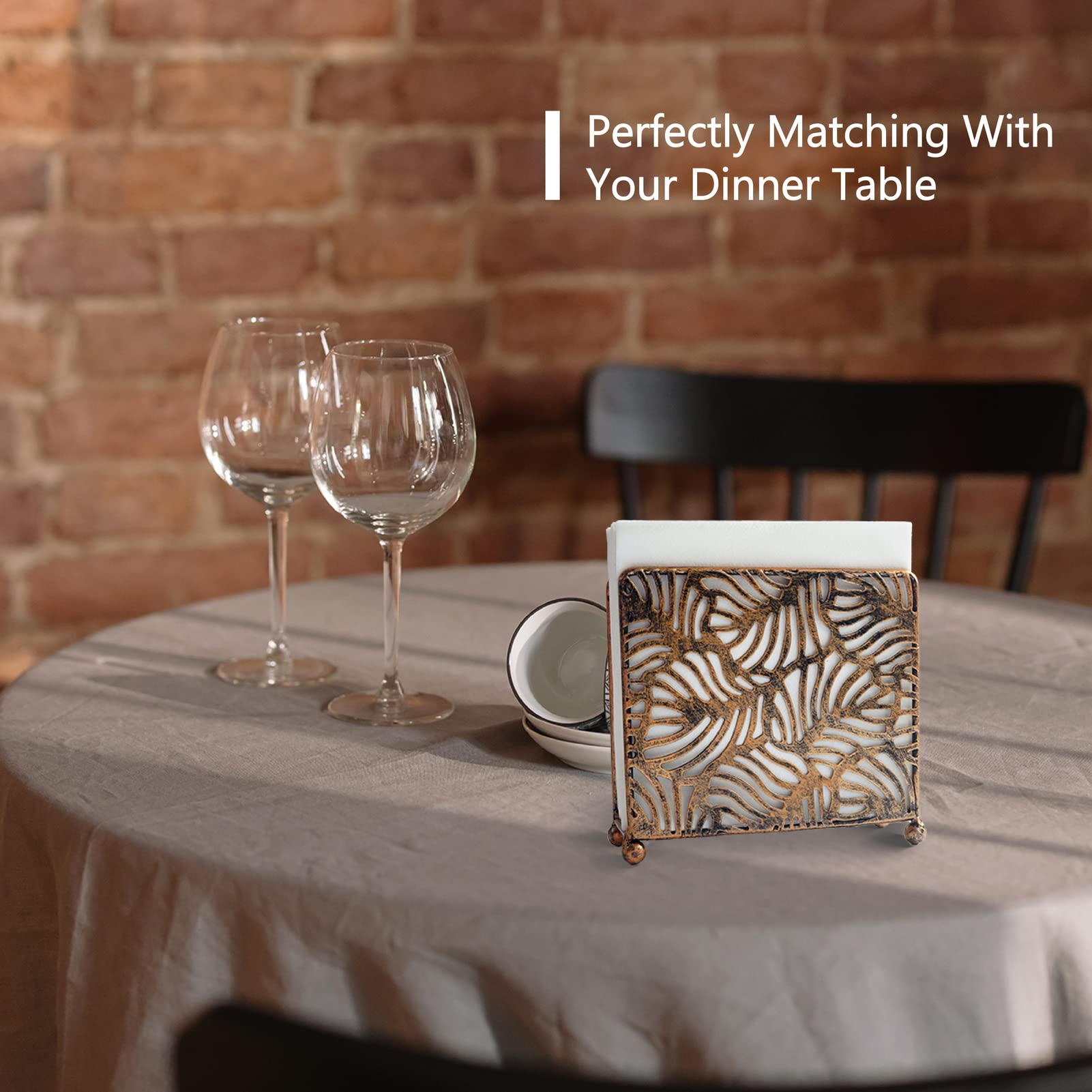 Cast Iron Classic Vintage Bronze Gold Leaves Napkin Holder For Table/Tabletop Freestanding Tissue Dispenser