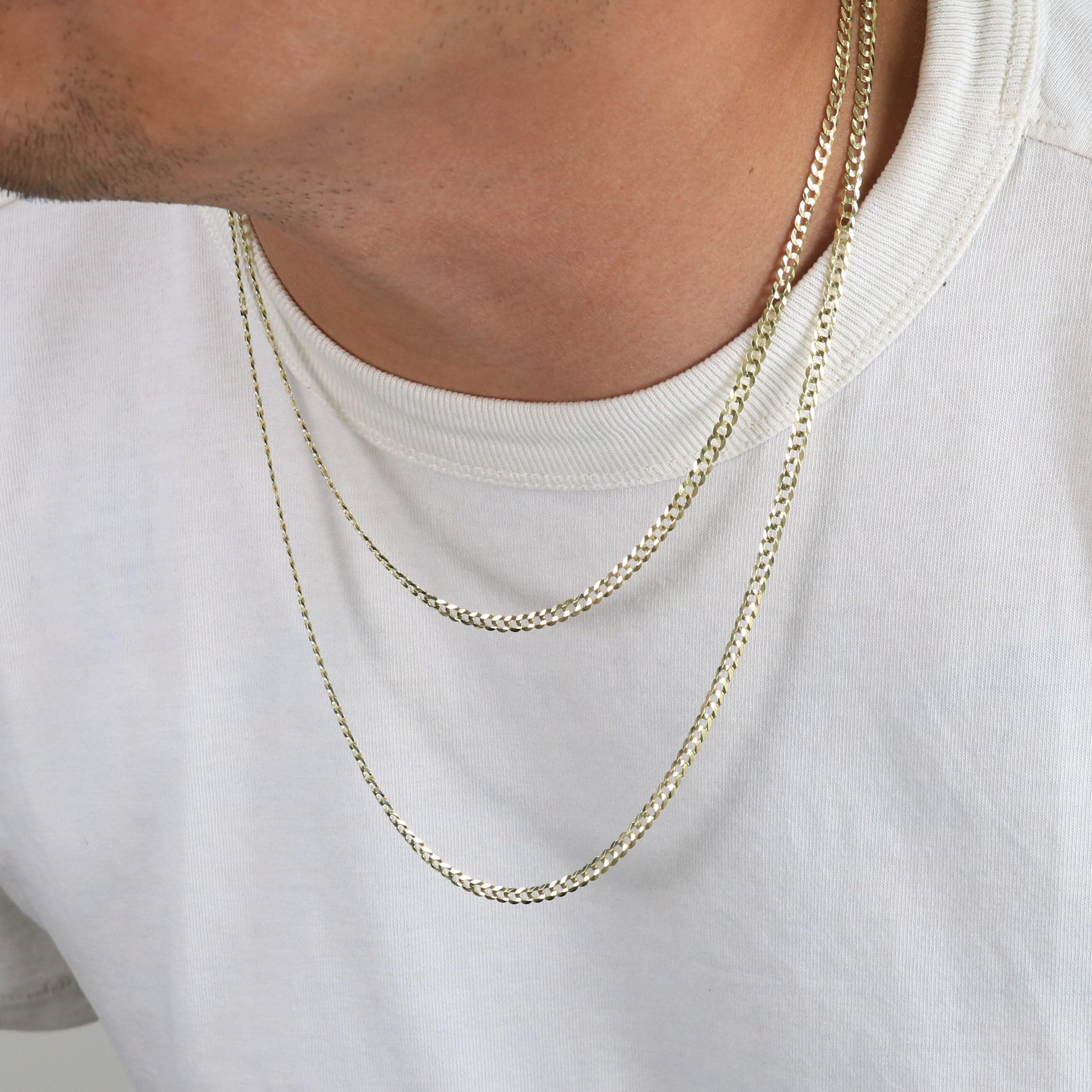 Nuragold 10k Yellow Gold 4mm Solid Cuban Curb Link Chain Pendant Necklace, Mens Womens Jewelry 16" 18" 20" 22" 24" 26" 28" 30"