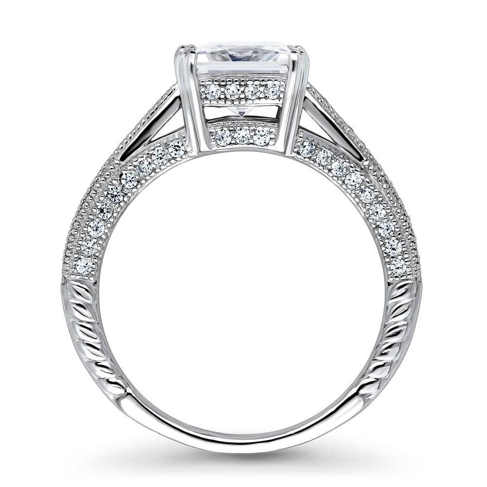 BERRICLE Sterling Silver Solitaire Wedding Engagement Rings 2 Carat Princess Cut Cubic Zirconia CZ Art Deco Promise Ring for Women, Rhodium Plated Size 6