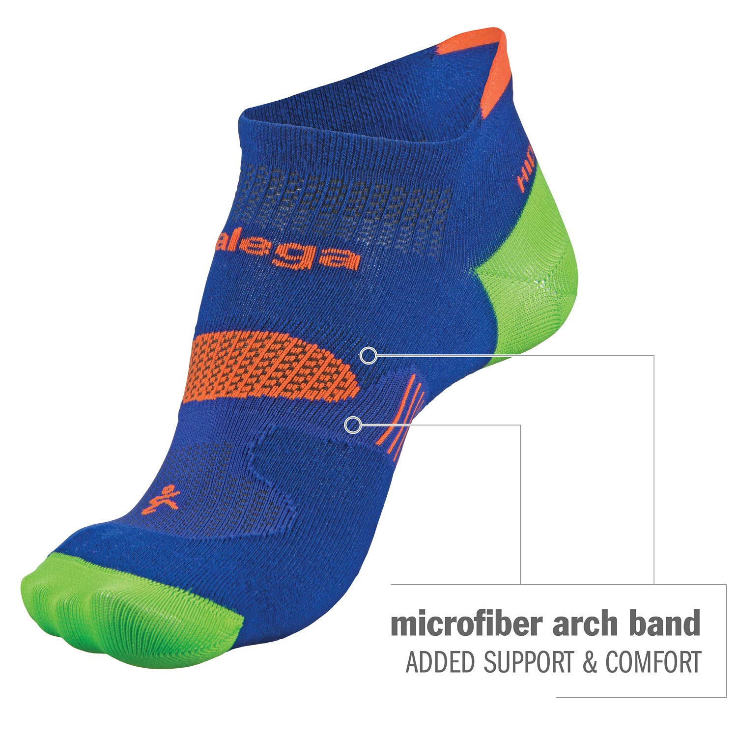Balega Hidden Dry Moisture Wicking Performance No Show Athletic Running Socks for Men and Women (1 Pair),Neon Aqua/Neon Lime, Large