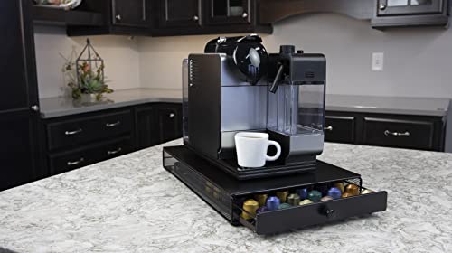 Nifty Large Nespresso Original Line Capsule Drawer – Black, 60 Capsule Pod Pack Holder, Non-Rolling Sliding Drawer, Under Coffee Storage Solution, Office or Home Kitchen Coffee Bar Organizer
