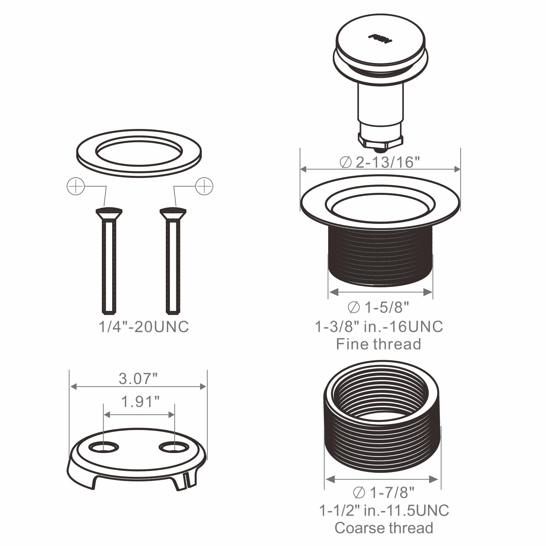 Black Bathtub Drain Tip Toe Tub Conversion Kit Assembly,Wellup Tub Drain Trim Kit with Two Hole Overflow Faceplate,Matte Black