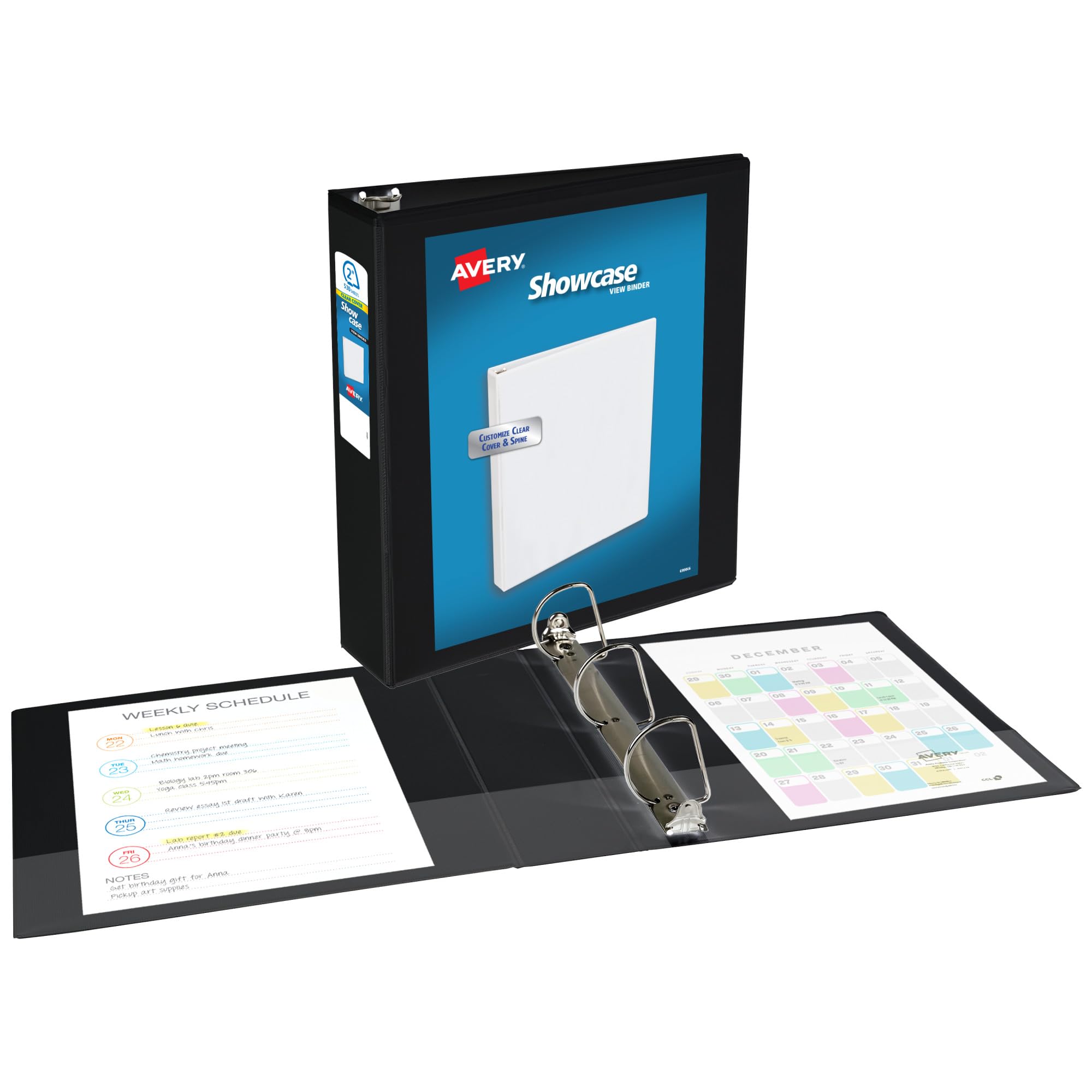 Avery Economy Showcase View 3 Ring Binder, 2 Inch Slant Rings, 1 Black Binder (19700)