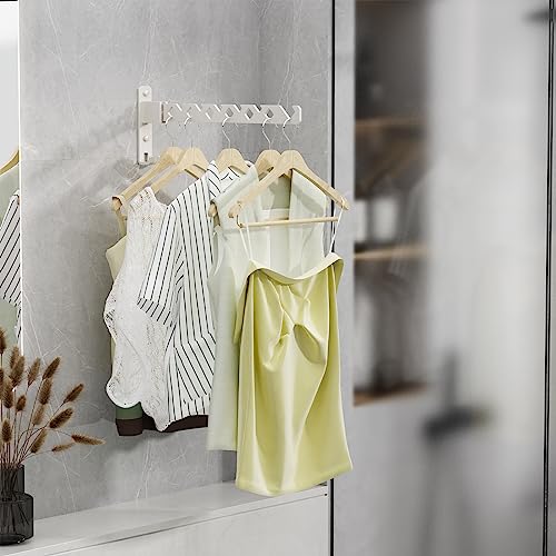 dancrul White Clothes Hanger Rack Wall Mounted Drying Rack Coat Hook Laundry Room Accessories Closet Organizer