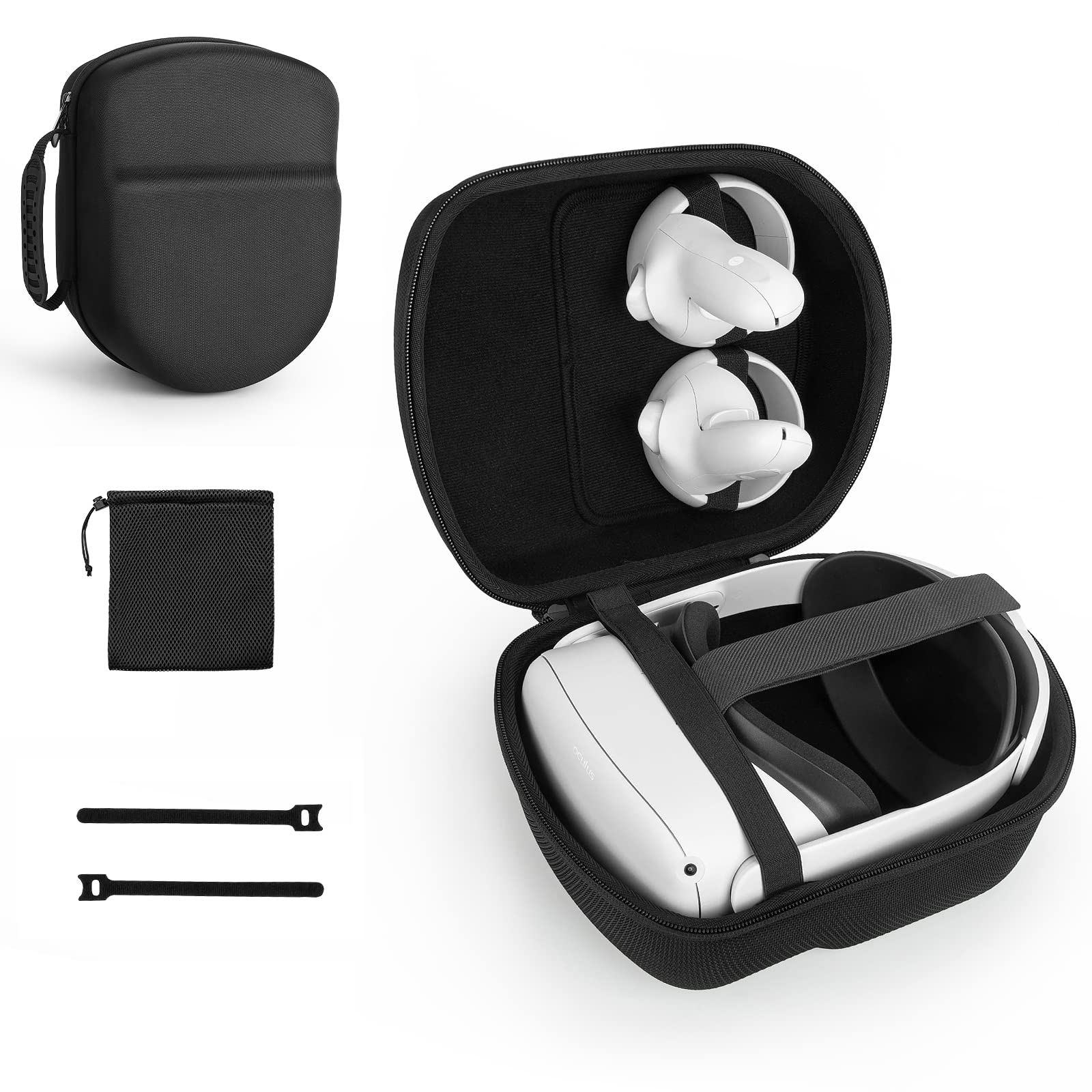 Fromsky Yinke for Oculus/Meta Quest 2/Pico 4 Case, Hard Travel Carrying Case All-in-One Storage, Compatible with Elite Strap VR Headset and More Accessories (Black)