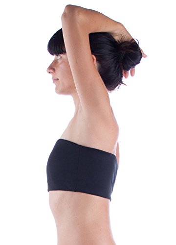 Black Strapless Yoga Sports Bra Bandeau Black L