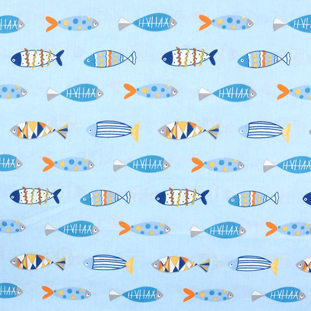 Hanjunzhao Zoo Animals Fat Quarters Fabric Bundles, Bear Fish Print Precut Sewing Quilting Fabric,18" x 22"(Multi)