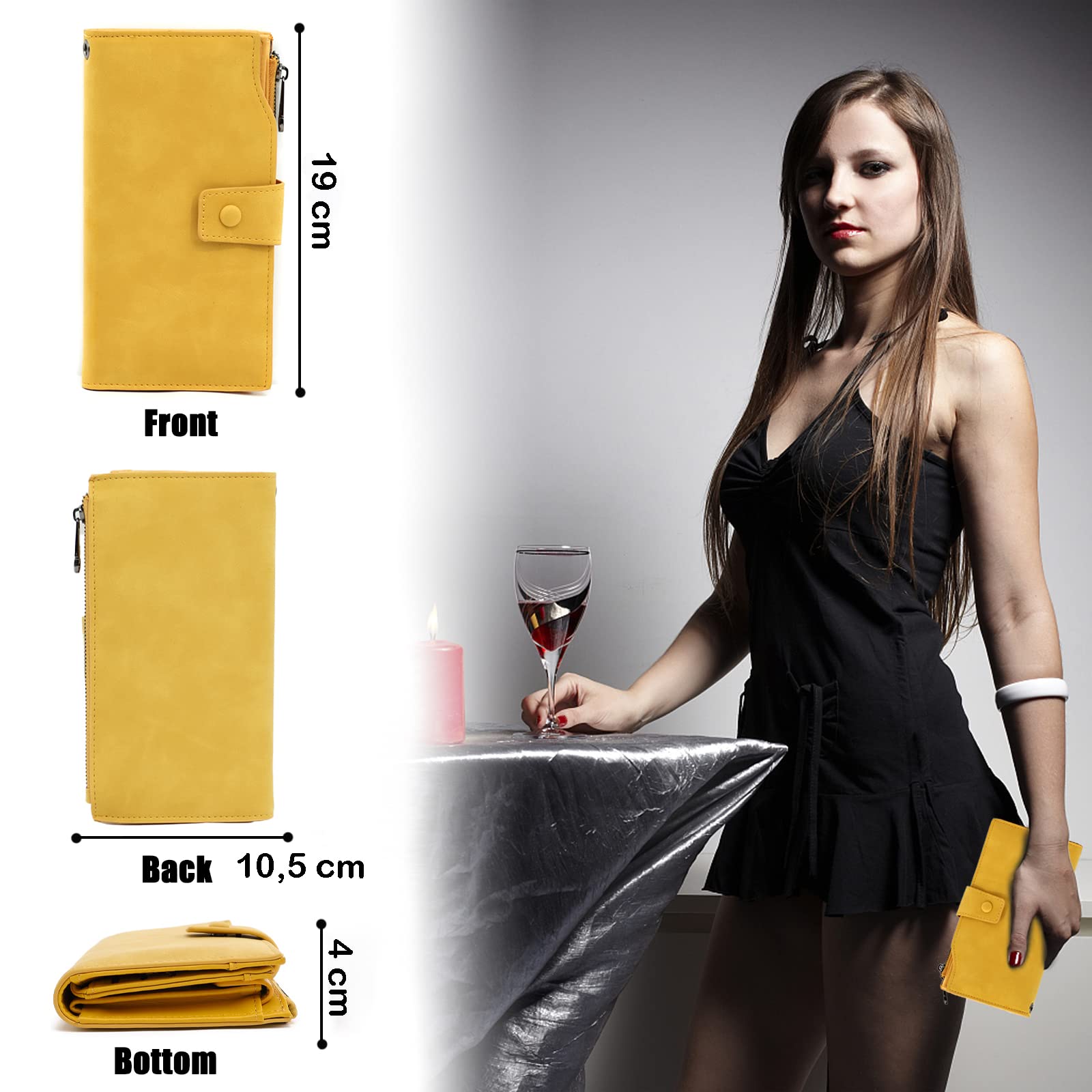 TAN.TOMI Wallet Women, Vegan Leather Women Wallet Large Capacity, Wallet for Women RFID Blocking with Multi Card Organizers