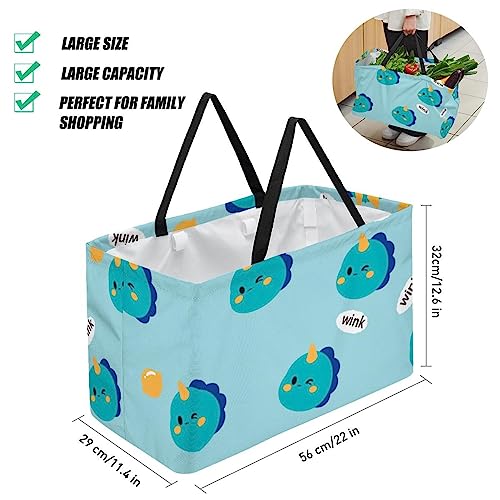 Dinosaur Full Print Large Capacity Laundry Organizer Tote Bag - Reusable and Foldable Oxford Cloth Shopping Bags