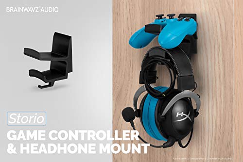 BRAINWAVZ The STORIO - Gamepad Controller & Headphone Hanger Holder Stand - Designed for XBOX ONE, PS4, PS3, PS5, Dualshock, Switch, PC, Steelseries, Steam & More, Black