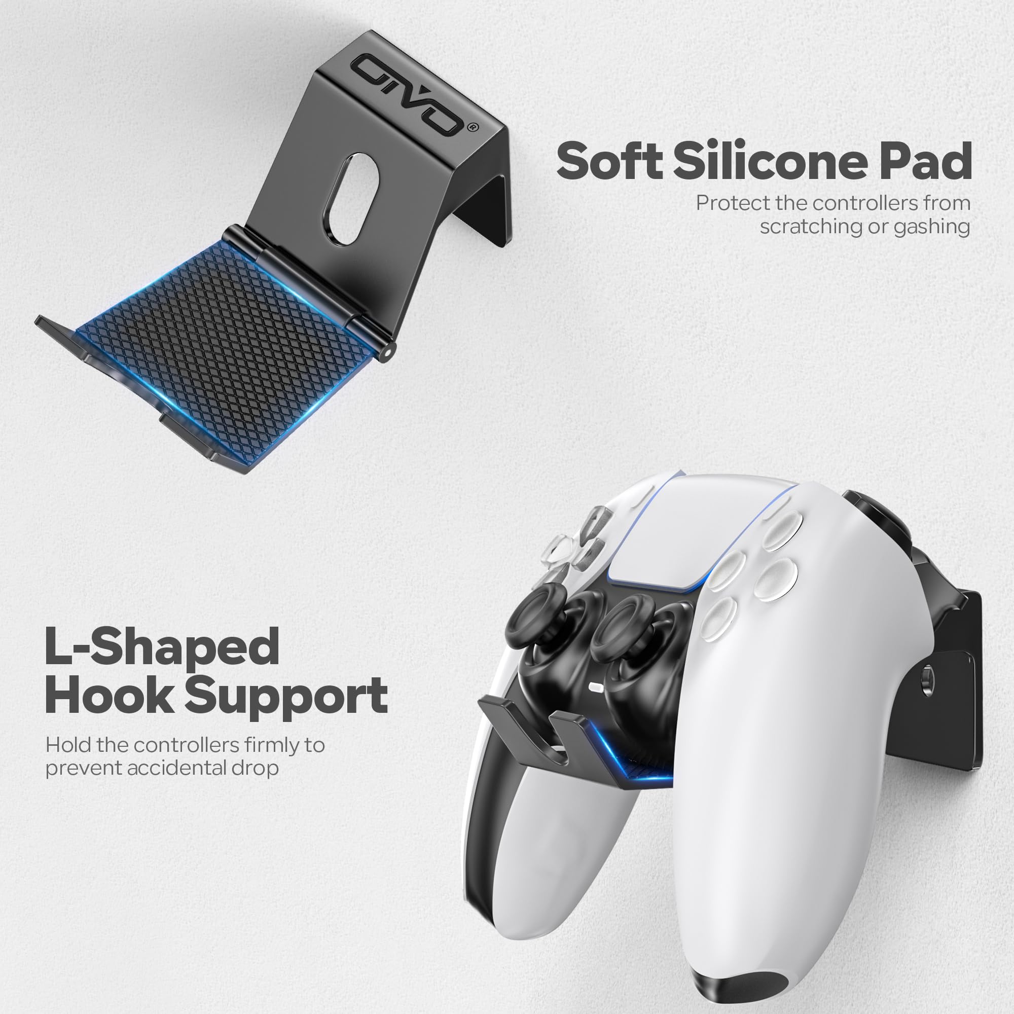 OIVO Controller & Headset Wall Mount Holder Stand, Foldable Headphone Stand, Gaming Controller Holder Hanger Hook, Universal Storage Organizer Controller/Earphone/Game Accessories-8 Packs