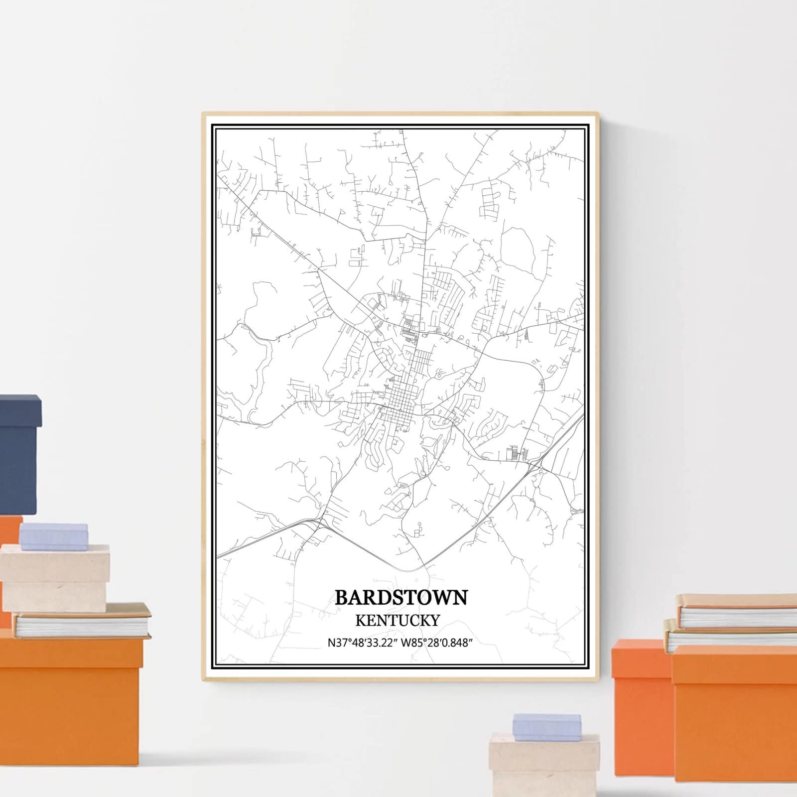 TANOKCRS Ashland Kentucky USA America Map Wall Art Canvas Print Poster Artwork Unframed Modern Black and White Map Souvenir Gift Home Decor