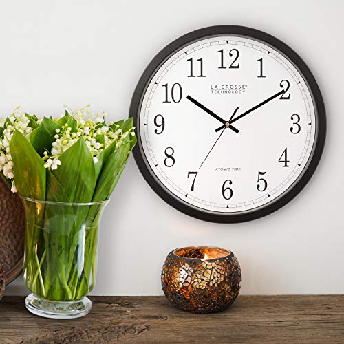 La Crosse Technology WT-3143A-INT 14-Inch Atomic Wall Clock, Black