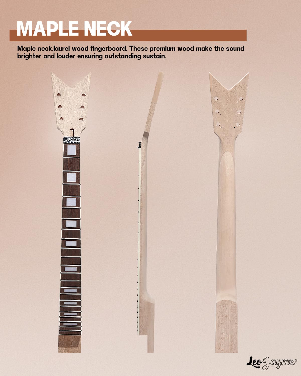 Leo Jaymz DIY Electric Guitar Kits with Mahogany Body and Neck - Laurel Wood Fingerboard and All Components Included (ML)
