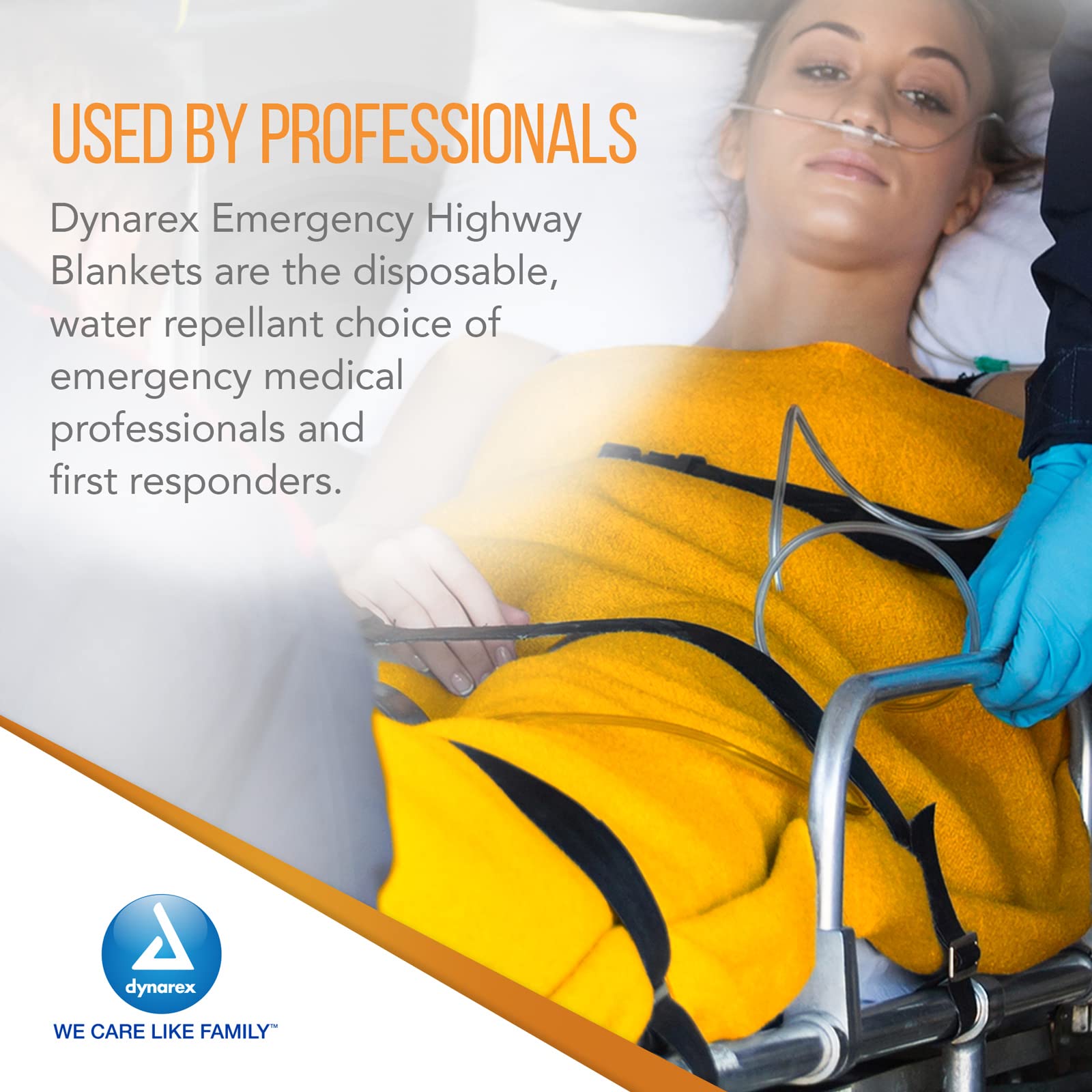 Dynarex 3519 Emergency Highway Blanket, Economy, Disposable and Water Repellent, Provides Full Coverage, Highly Visible for Safety, Yellow, 54" x 80", Pack of 50