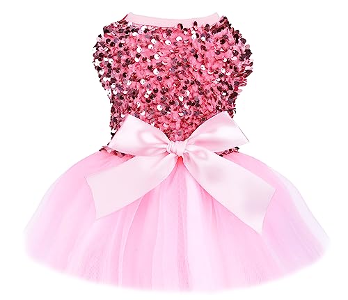 Dog Sweaters for Small Dogs Girl Winter Puppy Wedding Dress Cold Weather Pet Clothes Outfits Fleece Warm Doggie Apparel for Chihuahua Yorkie Teacup Clothing (Small, Pink)