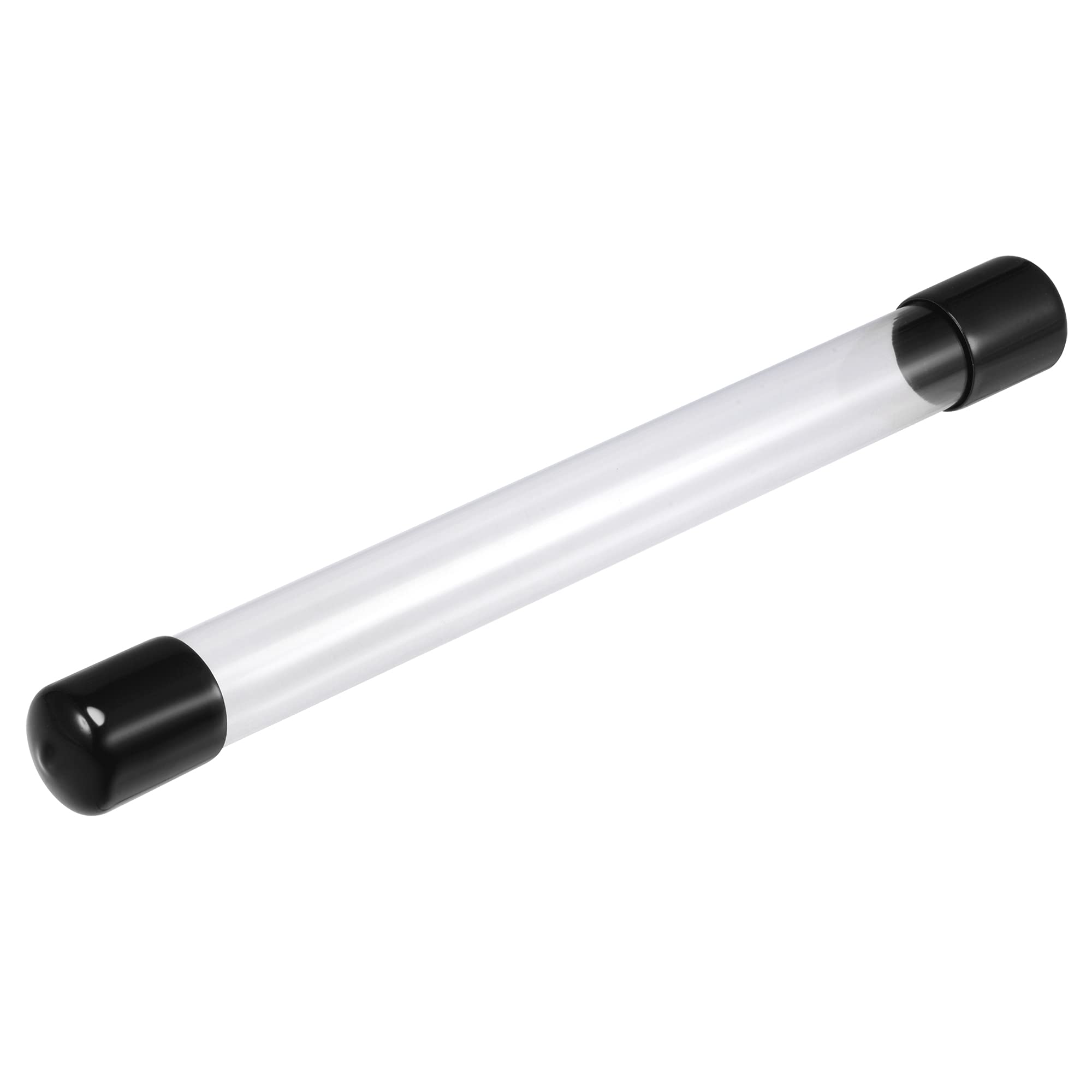 MECCANIXITY Clear Storage Tube 13/16" x 9"(20mm x 230mm) Lightweight for Bead Containers, Craft, DIY with Black Caps 2 Pack