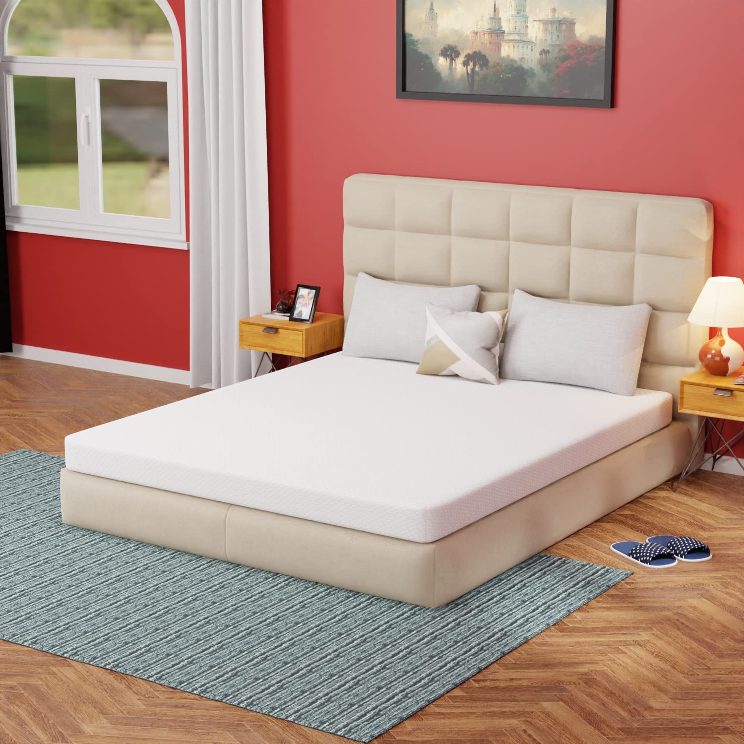 BLKMTY Queen Mattress 5 inch Memory Foam Mattress Cooling Gel Mattress Green Tea Infused Mattress CertiPUR-US Certified for Cooler Sleep Supportive Relief Bed Mattress, White