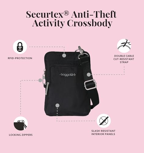 Baggallini Womens Securtex Anti-Theft Activity Crossbody Bag, French Navy