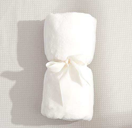 UOZZI BEDDING All-Season Ivory White Flannel Fleece Baby Blanket for Girls & Boys - Ultra Soft Plush Thin Kids Toddler Blanket for Crib, Pram Strollers, Sofa, 100% Microfiber Polyester 27"x39"