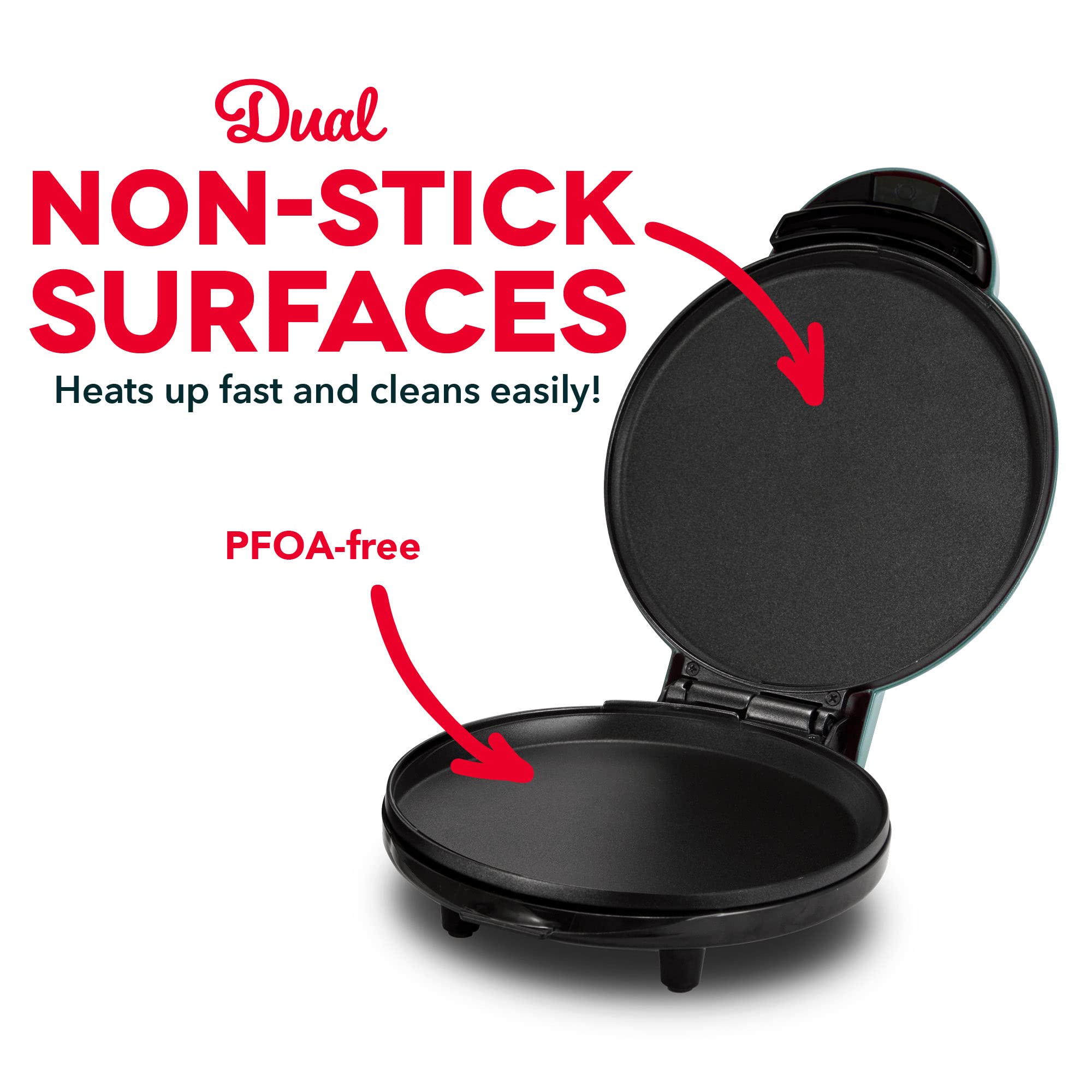 DASH 8” Express Electric Round Griddle for for Pancakes, Cookies, Burgers, Quesadillas, Eggs & other on the go Breakfast, Lunch & Snacks - Aqua