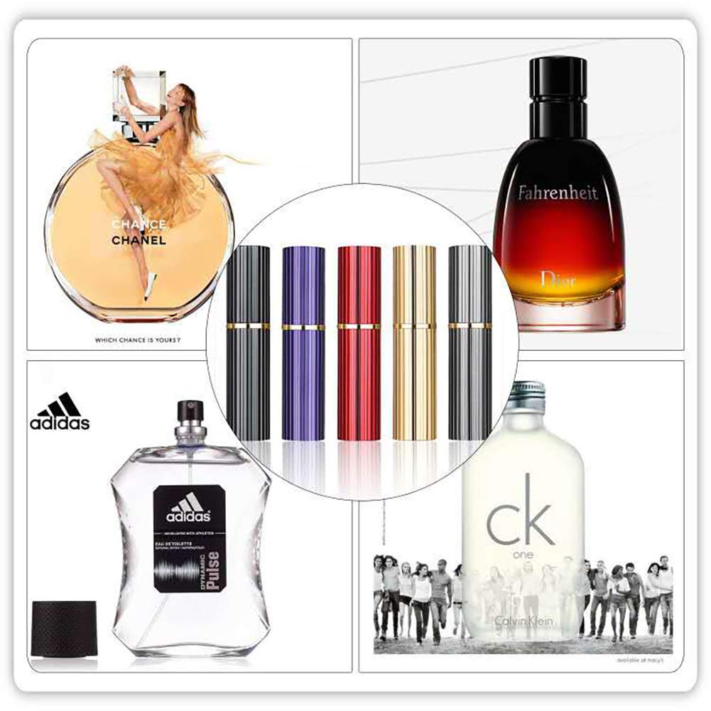BRILIFLED Travel Atomizer Mini Refillable Empty Spray Perfume Bottle 5ml Black Portable TSA Scent Pump Case Take It By Air w/o Leaking for Men and Women
