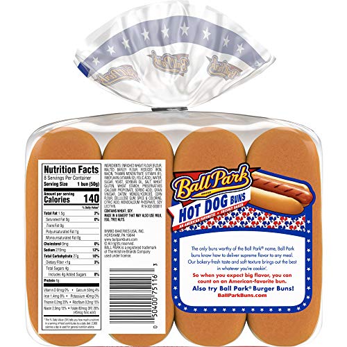 Ball Park Hot Dog Buns, 14oz, 8 count (Pack of 1)
