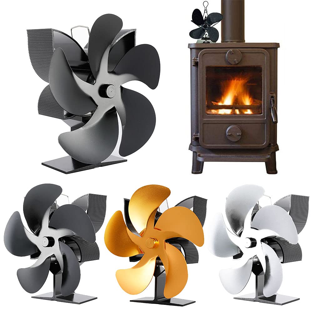 Saycker 5-Blade Fire Fans Heat Powered Stove Fan for Fireplace Wood/Log Burner/Fireplace Increased Efficiency(Black)