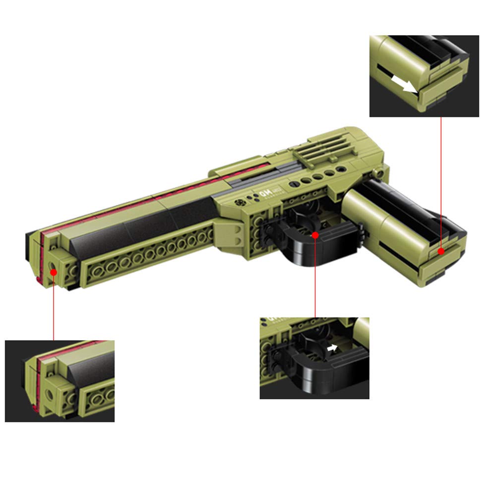 HOCHE Gun Model Kits for Kids Desert Eagle 3-in-1, 202 Pcs Model Kit Building Blocks Gun DIY Can Launch Weapon Military Model Toy, Improve Kid's Concentration