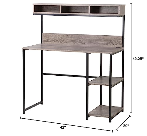 Signature Design by Ashley Daylicrew Computer Desk with Hutch, Storage, Natural Reclaimed Wood