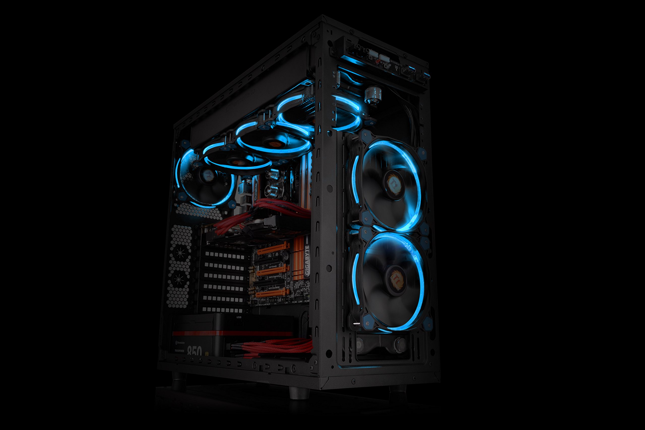 Thermaltake Riing 12 Series Blue High Static Pressure 120mm Circular LED Ring Case/Radiator Fan with Anti-Vibration Mounting System Cooling CL-F038-PL12BU-A