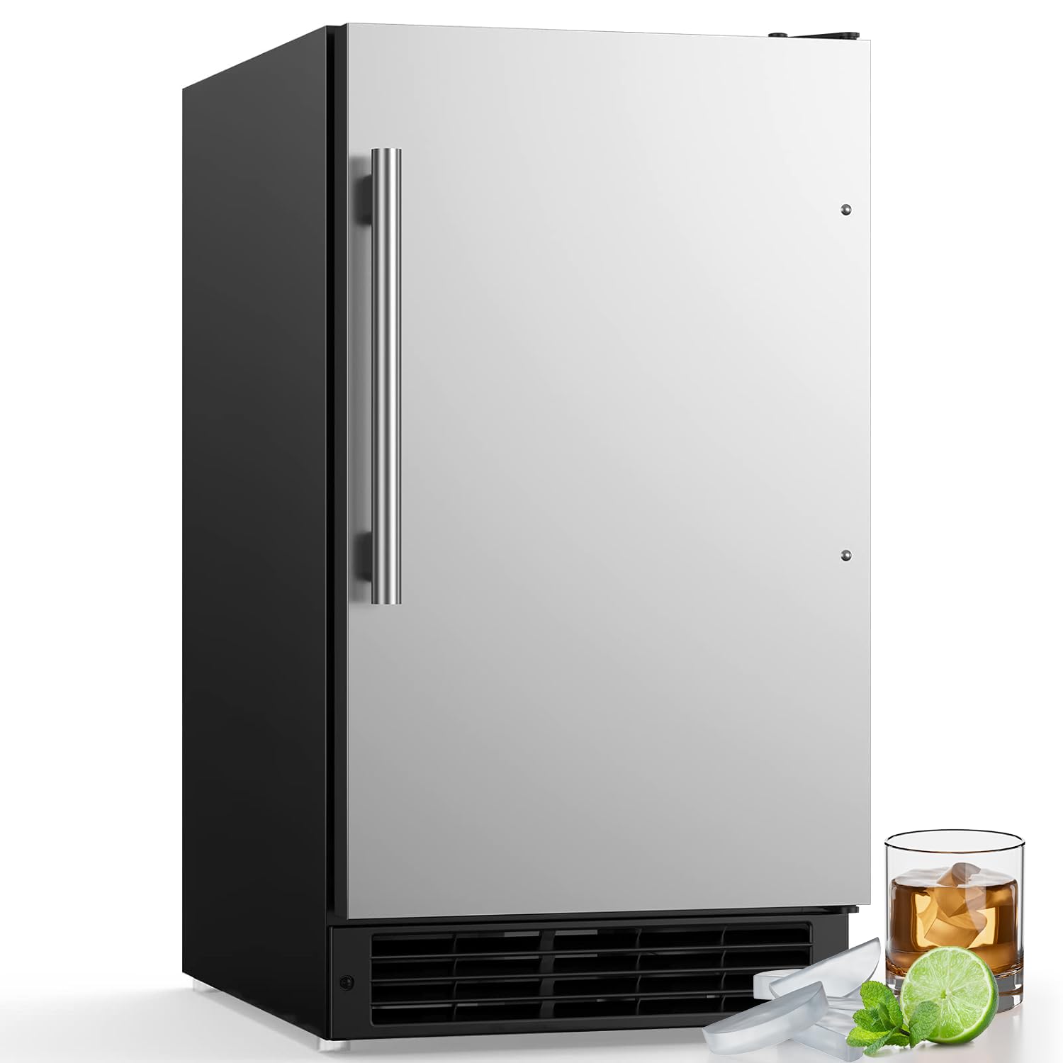 COTLIN Drainless Ice Maker 15" W with 22LBS Storage Bin, Free-Standing Under Counter Ice Maker Cabinet Ready, Crescent Ice for Home, No Drain Required, ETL Approved, 2024 Upgraded