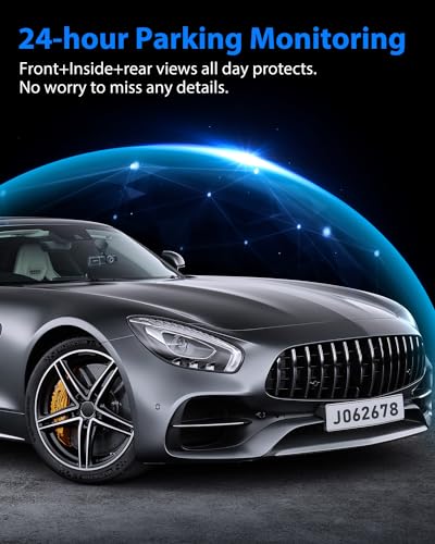 Dash Cam, 3 Channel Dash Cam, 1080P Dash Cam Front and Inside, Triple Dash Cam Front and Rear Inside, Dash Camera with 32GB Card, HDR, G-Sensor, 24Hr Parking, Loop Recording