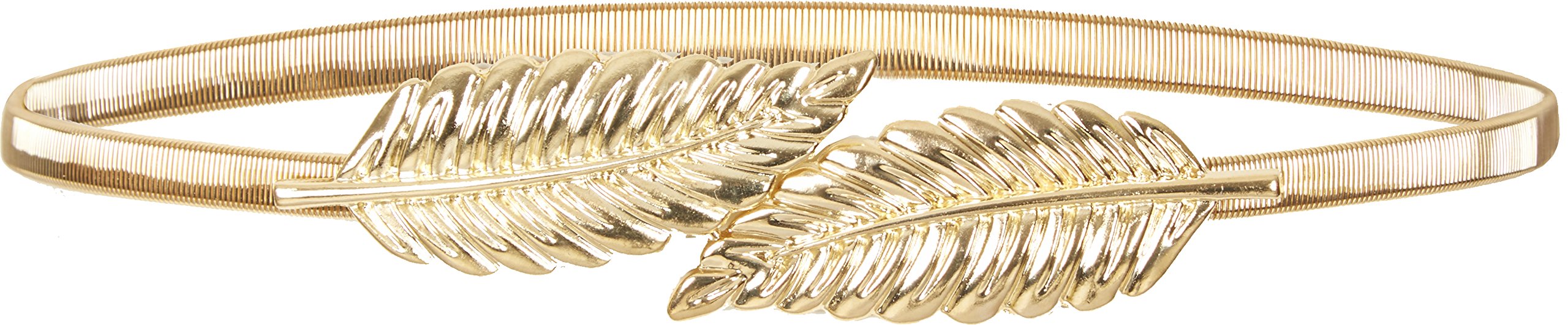 BlackButterfly Metallic Elastic Stretchy Chain Belt (Gold/Leaf, US 10-12)