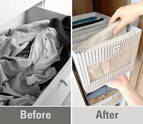 Lallamotion 2PCS Drawer Organizers for Clothing, 7 Grids Wardrobe Clothes Organizer, Clothes Drawer Organizer, Drawer Organizer Clothes, Jeans, Sweater, T-Shirts