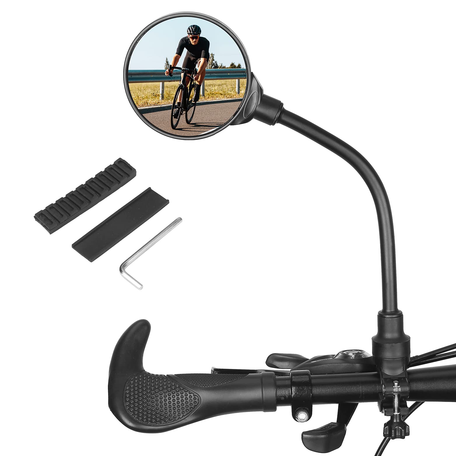 Bike Mirror Round Bicycle Rearview mirror Adjustable Handlebar Mount (Upgraded 3 Pcs)