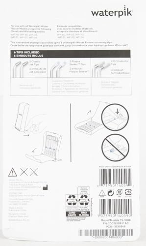 Waterpik Water Flosser 6 Count Replacement Tips With Case, Convenient, Hygienic and Sturdy for Easy Storage and Travel, Includes Precision, Orthodontic, Plaque Seeker Refill Heads Nozzles