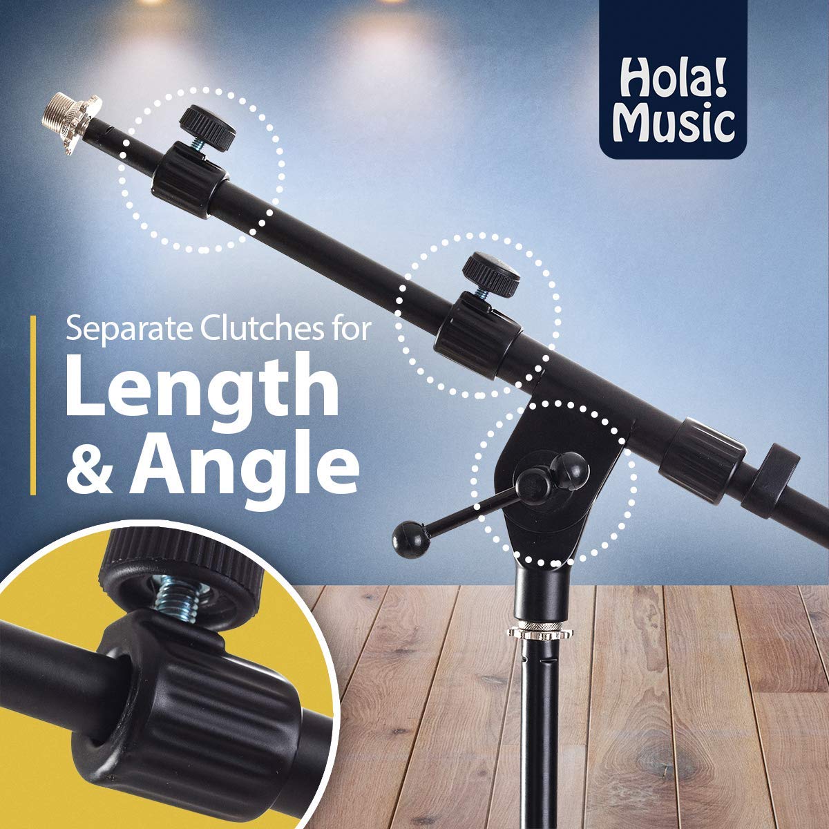 Hola! Music Mic Stand w/Adjustable Height for Home, Studio, Office or Stage Use β Weighted Base