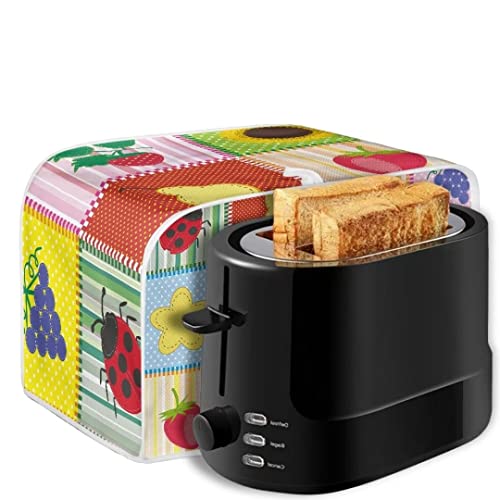 Doojoayie Colorful Broken Flowers 4 Slice Toaster Cover Bread Toaster Oven Dustproof Cover Appliance Cover Toaster Dust for Most Standard Toasters