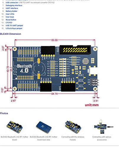 Waveshare BLE4.0 NRF51822 Module 2.4G Wireless Communication Module Mother Board Expansion Development Board Kit