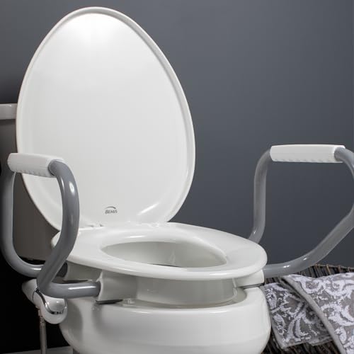 Bemis 7YR85320H20 Assurance with Clean Shield Toilet Support Arms Attachment, Round 3" Raised Seat with Bidet Bundle, White
