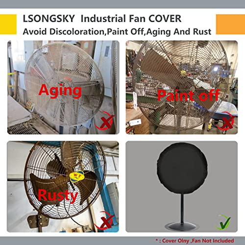 LSongSKY Industrial Fan Cover 2 Pack,Suitable for 30 Inch Wall Mount Fan,Industrial Pedestal Fan in the Warehouse,Shop, Garage,and Workspace,Waterproof & Dustproof 600D Oxford,Black
