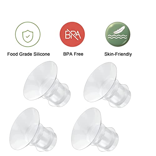Silicone Flange Insert 15mm/17mm/19mm/21mm 4pcs Wearable Breast Pump Accessories,Compatible with S9/S10/S12/S4DW,Electric Breast Pump Parts Replace (4 Size Set)