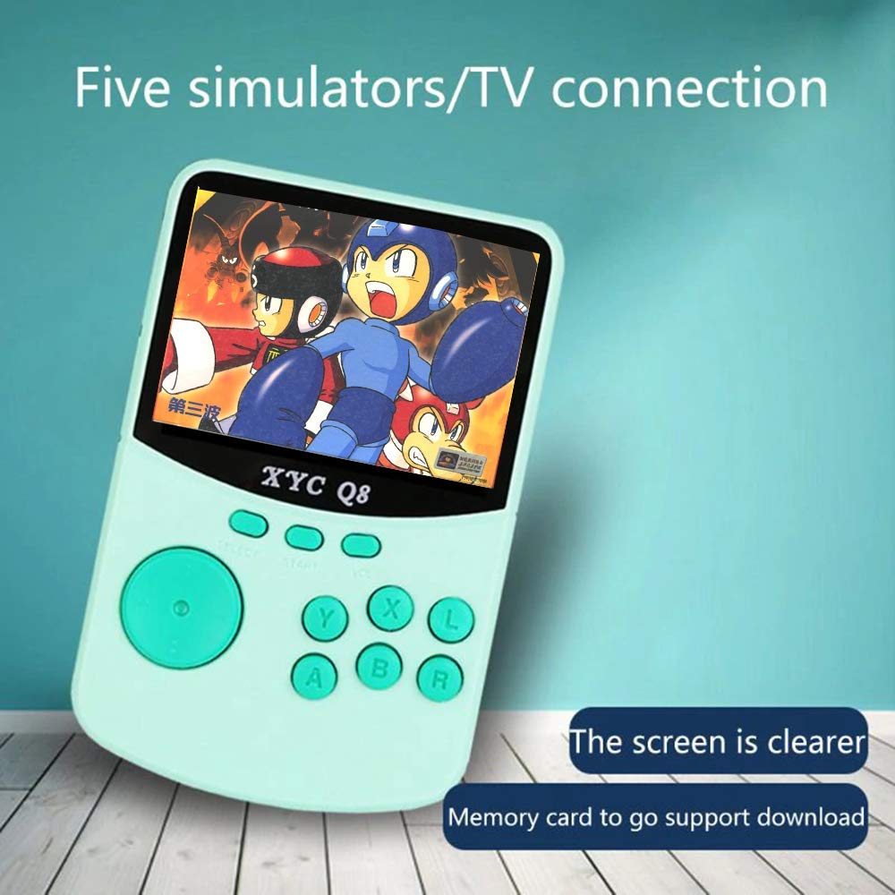 HDStore 2020 New Portable Retro Pocket Video Gaming Console 16bit Game Retro Handheld Video Games Console Support NES SNES MAME MD GBA XYC Q8 Arcade Game - Green Color