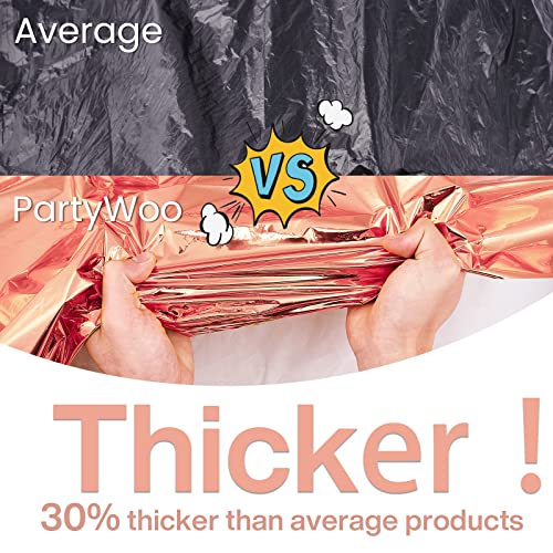 PartyWoo Rose Gold Foil Tablecloth, 54 x 108 Inch Rectangle Party Tablecloth, Foil Tablecloth for 6 to 8 Foot Table, Metallic Table Cover, Plastic Table Cloth, Waterproof for Birthday Wedding (1 PACK)