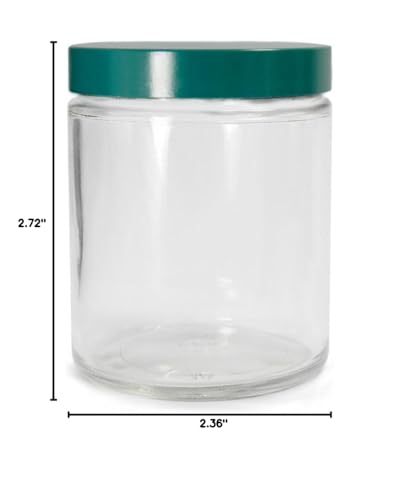Qorpak GLC-01634 Clear Glass Round 120mL Type III Straight Sided Jar, with Green Thermoset F217 and PTFE Lined Cap (Case of 24)