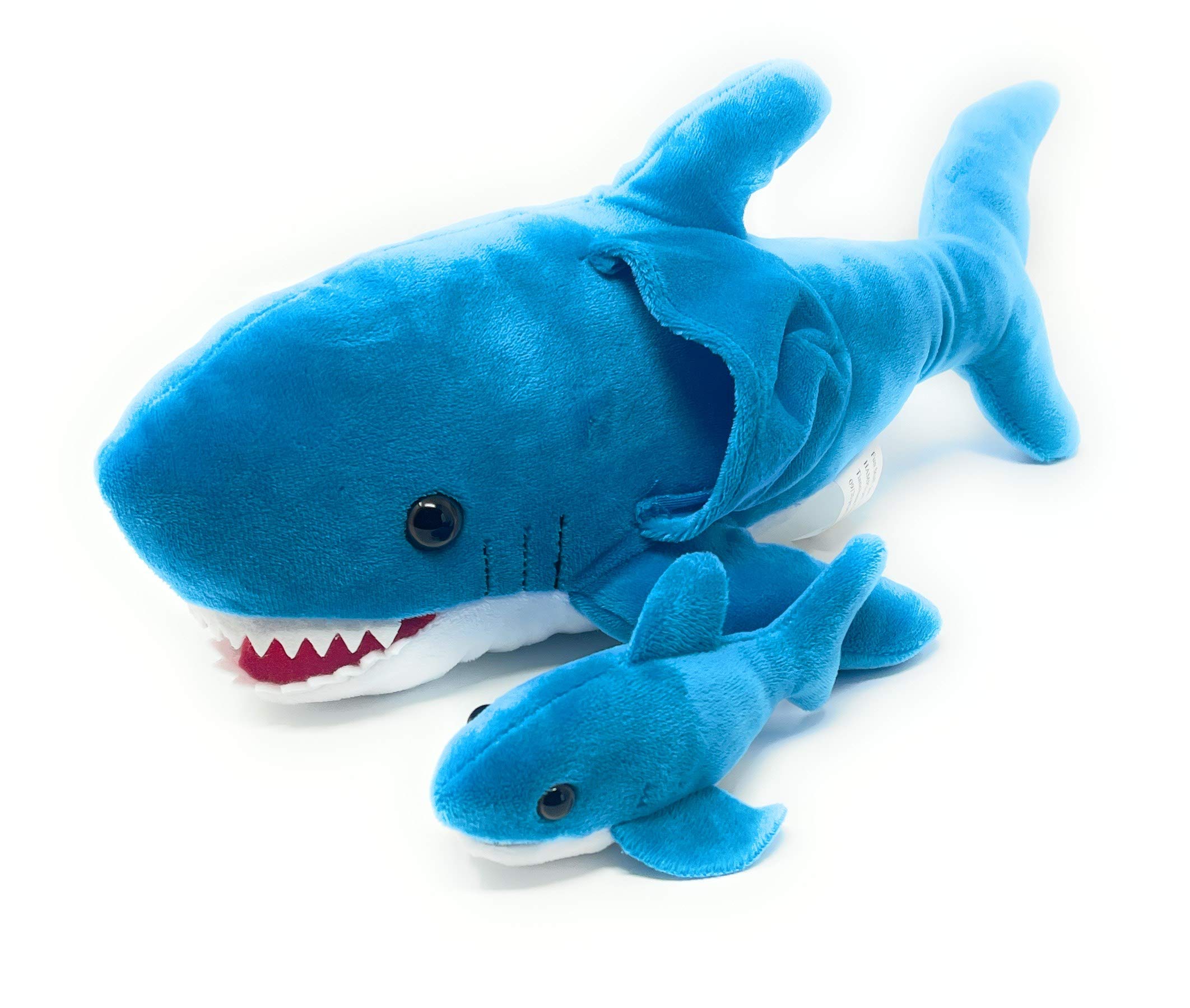 Fun Stuff Shark Plush Stuffed Animals – 18-inch Plush Shark with Baby Shark Plush | Kids Toy Set 2pc Bundle Shark Plush Toy | Shark Plushie
