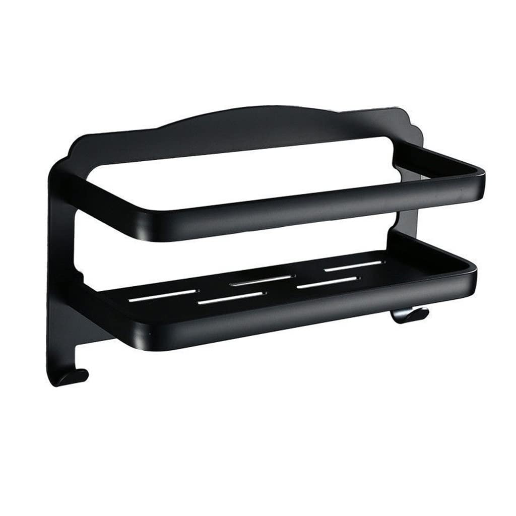 BAHELS Shower Caddy Bathroom Shelf, Aluminum Shower Shampoo Soap Cosmetic Corner Shelves, Bathroom Storage Organizer Rack, Black Matte With Hooks Shelf Bathroom Organizer